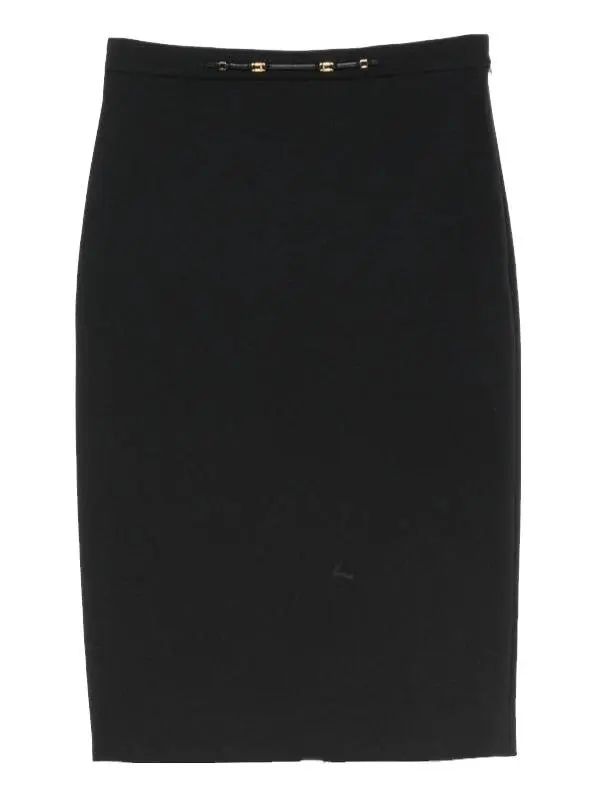 Elisabetta Franchi Logo Plaque Pencil Midi Skirt - Black