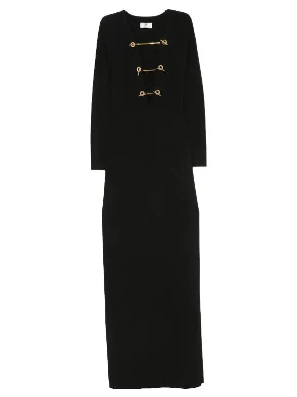 Elisabetta Franchi Ribbed Cut-out Maxi Dress - Black