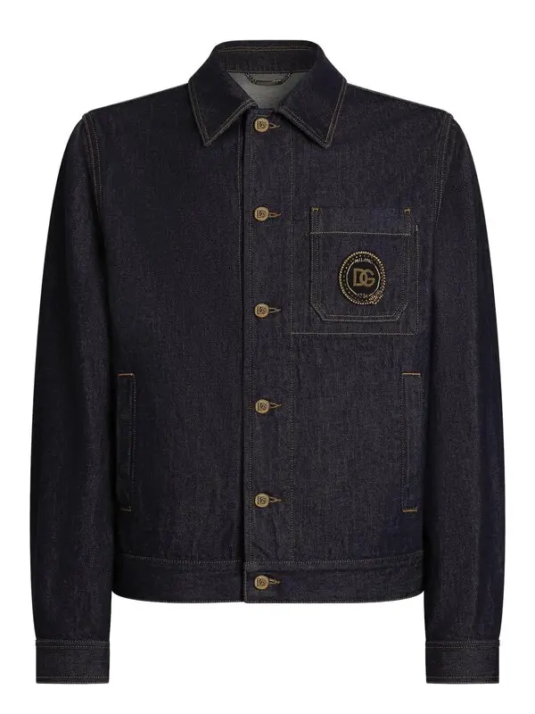 Dolce & Gabbana Denim Jacket With Logo Patch - Multicolor