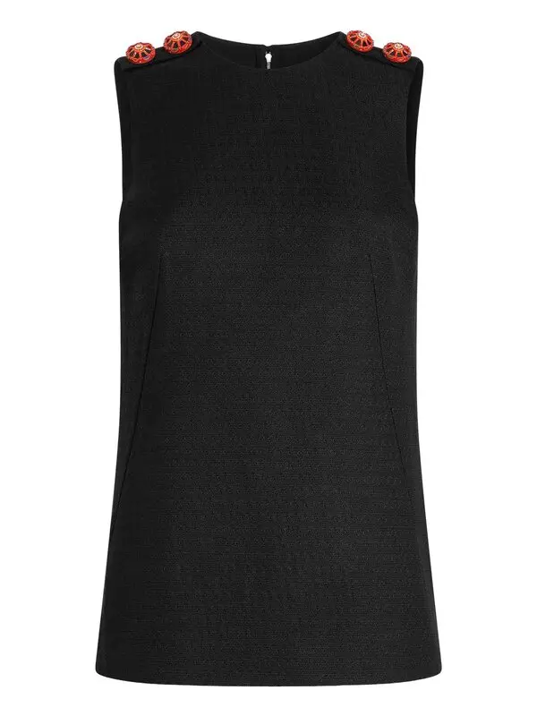 Dolce & Gabbana Sleeveless Fabric Top With Faux Lacing - Black