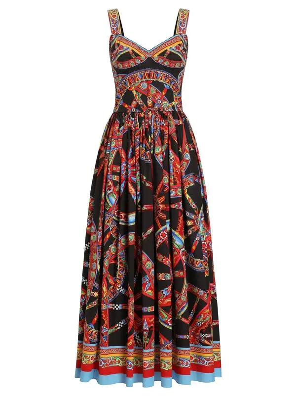 Dolce & Gabbana Carretto-print Poplin Corset Dress - Multicolor