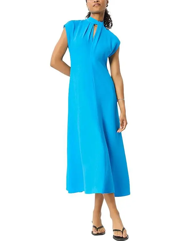 Whistles Twist Neck Midi Dress - Blue