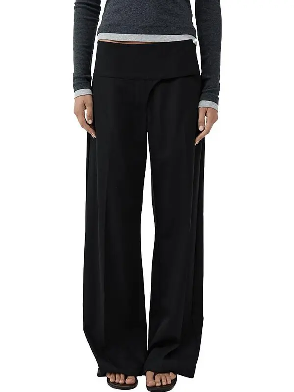 ST. AGNI Wide Leg Wool Trousers - Black