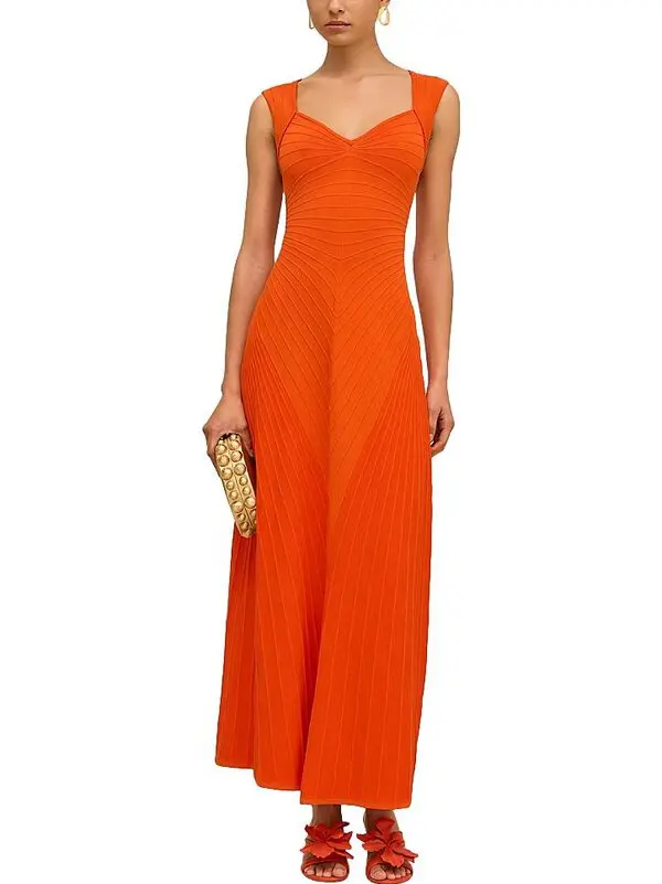 Cult Gaia Maia Ribbed Maxi Dress - Tangelo
