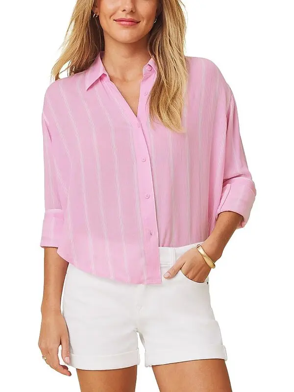 Splendid Jaylei Striped Button-front Shirt - Blush Multi
