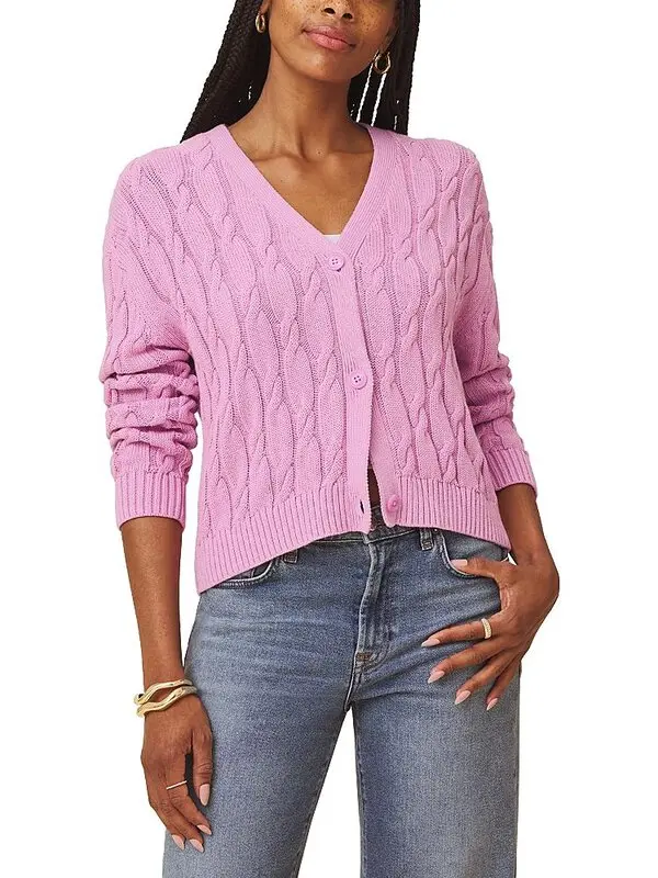 Splendid Rubi Cable Knit Cardigan Sweater - Blush
