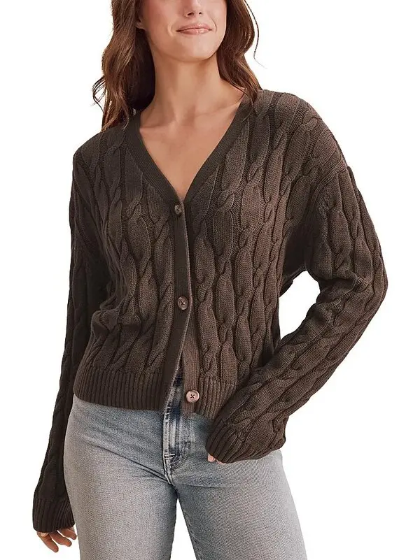Splendid Rubi Cable Knit Cardigan Sweater - Java