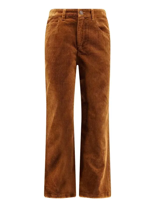 MARANT ETOILE Ruthie Corduroy Trousers With Fringed Hem - Brown