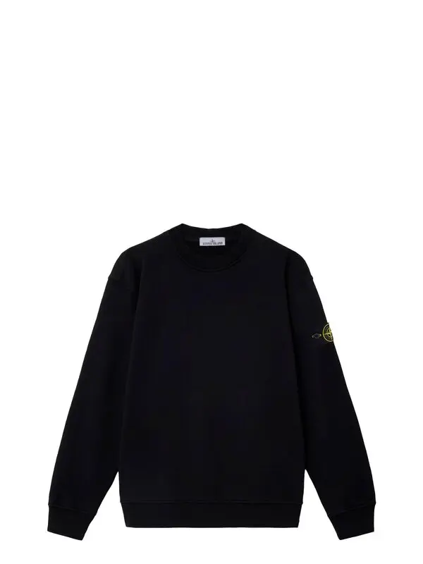 Stone Island Cotton Sweatshirt With Side Logo Patch - Black