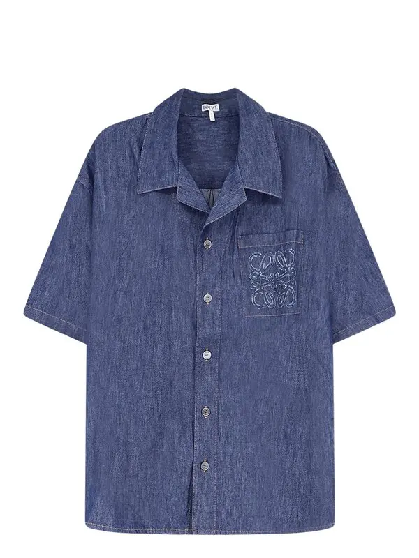 Loewe Denim Shirt With Embroidered Anagram Logo - Blue