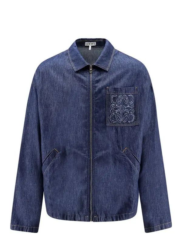Loewe Embroidered Anagram Denim Jacket - Blue