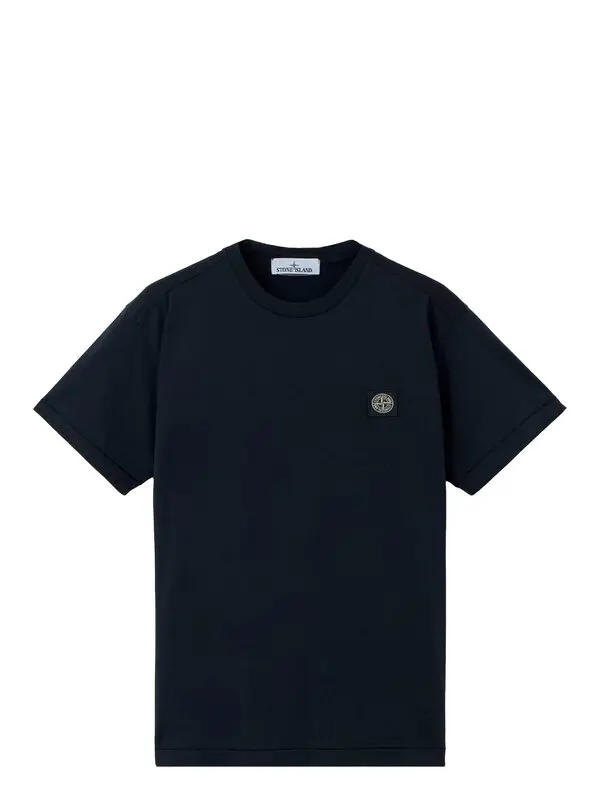 Stone Island Cotton Tshirt With Front Logo Patch - Blue