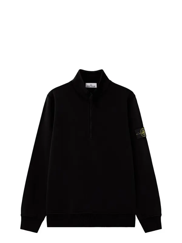 Stone Island Cotton Sweatshirt With Logo Patch - Black