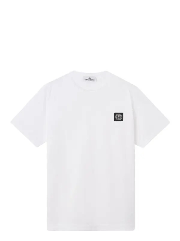 Stone Island Cotton Tshirt With Front Logo Patch - White