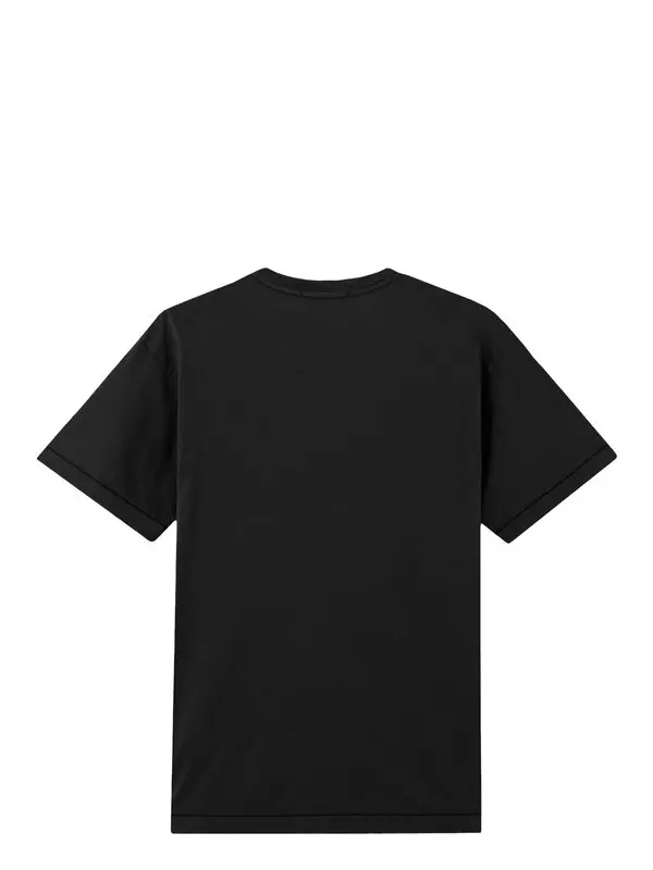 Stone Island Cotton Tshirt With Front Logo Patch - Black
