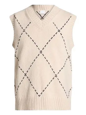 Eleventy Platinum Wool V-neck Sleeveless Sweater Vest - Beige