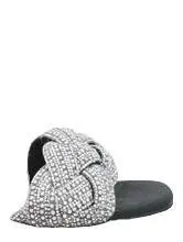 Menbur Embellished Textile Fiber Slide Sandals - Black