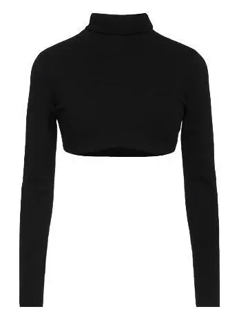Elisabetta Franchi Cropped Ribbed Turtleneck - Black