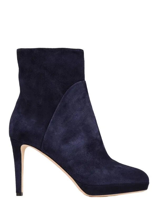 SERGIO ROSSI Suede Ankle Boots With Zip Fastening - Navy