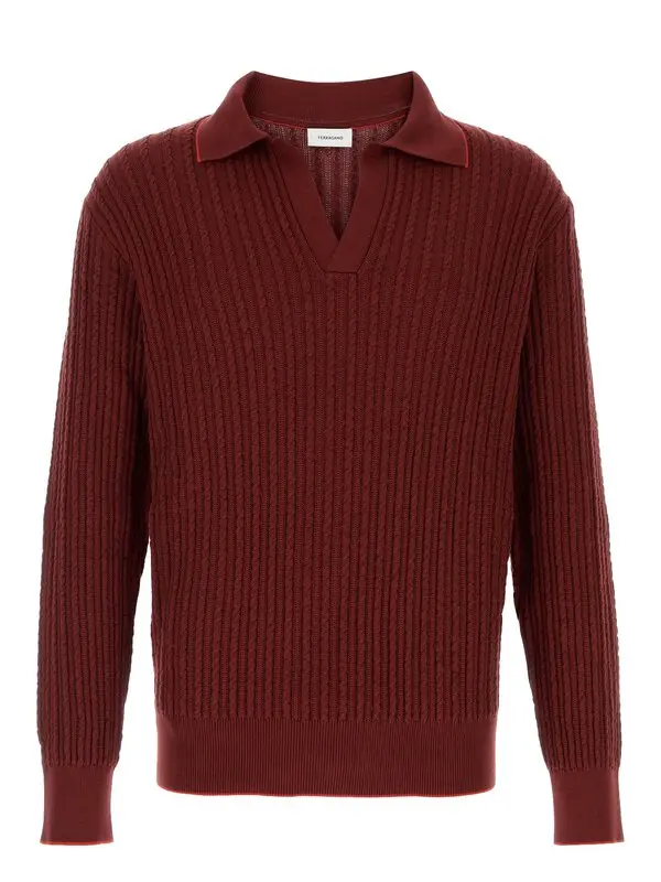 FERRAGAMO Cotton And Silk Blend Sweater - Red