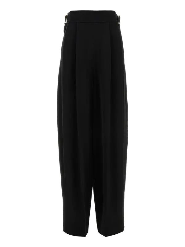 Sportmax Viscose Trousers With Inverted Pleats - Black