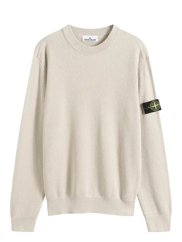 Stone Island Ribbed Soft Organic Cotton Jumper - Sand
