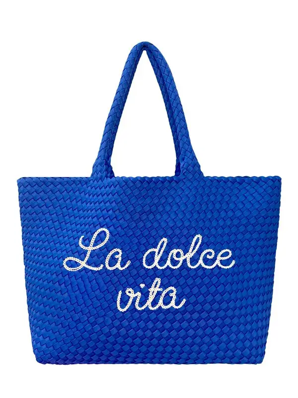 LILLY LOVES La Dolce Vita Woven Tote Bag - Blue