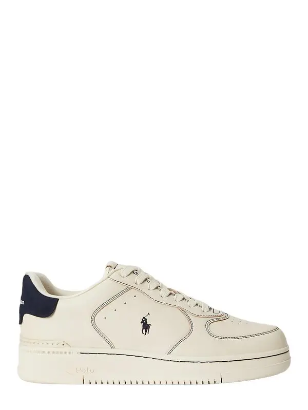 Ralph Lauren Masters Court Leather Sneakers - Ecru/navy