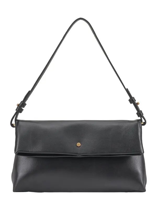 PAUL COSTELLOE Theodora Leather Shoulder Bag - Black