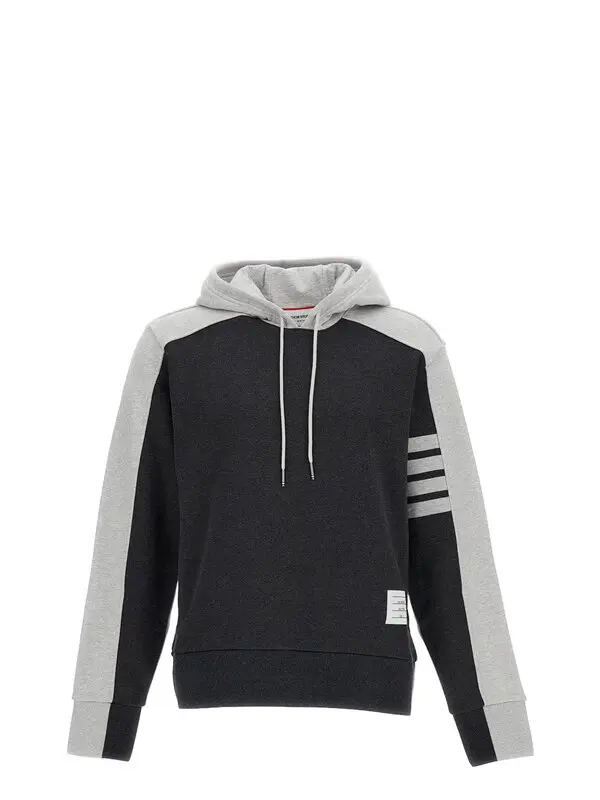Thom Browne 4-bar Colorblock Hoodie - Grey