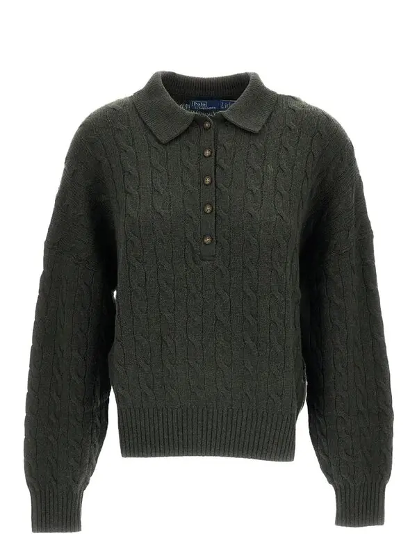 Polo Ralph Lauren Cable Knit Polo Sweater - Verde
