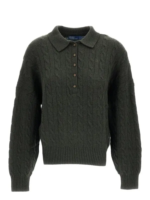 Polo Ralph Lauren Cable Knit Polo Sweater - Verde