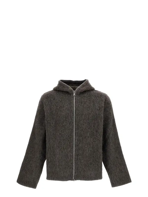 Our Legacy Wool-knit Full-zip Hooded Sweater - Grey