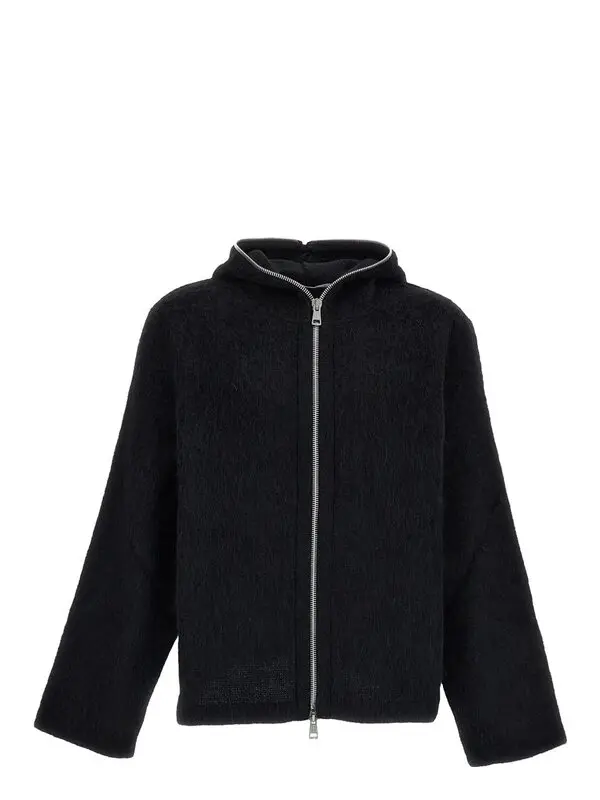 Our Legacy Full-zip Wool Blend Hooded Sweater - Black