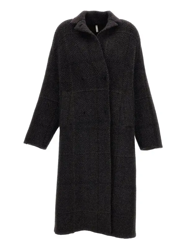 BOBOUTIC Double-breasted Mélange Yarn Coat - Multicolore