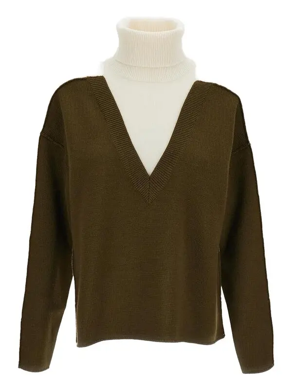MAISON MARGIELA Wool Color-block Turtleneck Sweater - Multicolor