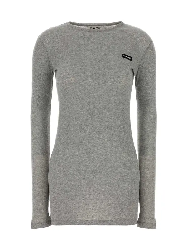 Miu Miu Grey Cotton Mini Dress - Gray