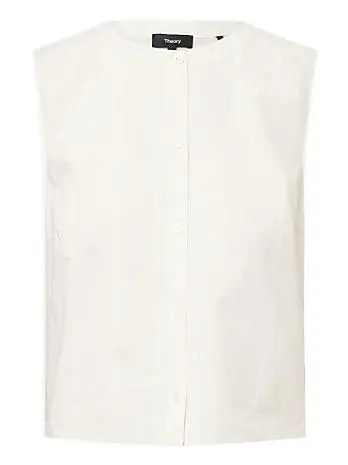 Theory Sleeveless Cotton Shell Top - Ivory