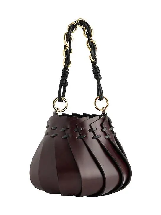 AMANU Panelled Logo Leather Mini Top-handle Bag - Mocha