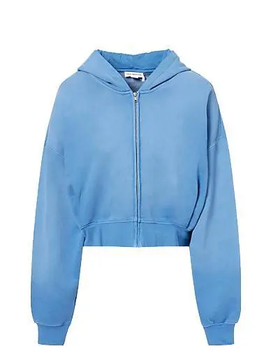 Good American Zip-up Cotton Blend Hoody - Blue Drift
