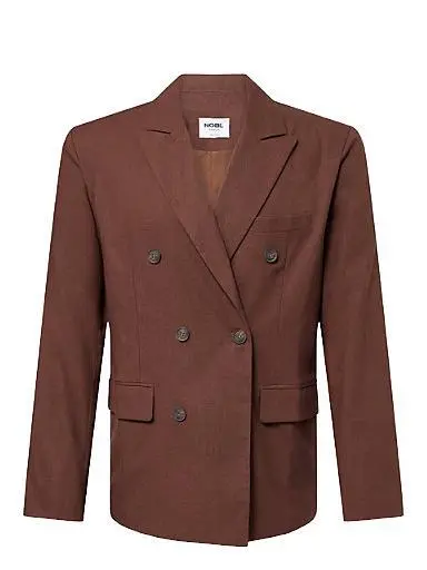 NOBL Dante Double-breasted Linen Blazer - Brown