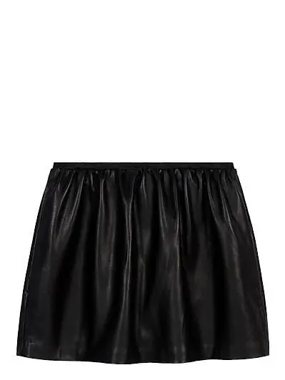 Maje Flared Leather Mini Skirt - Black