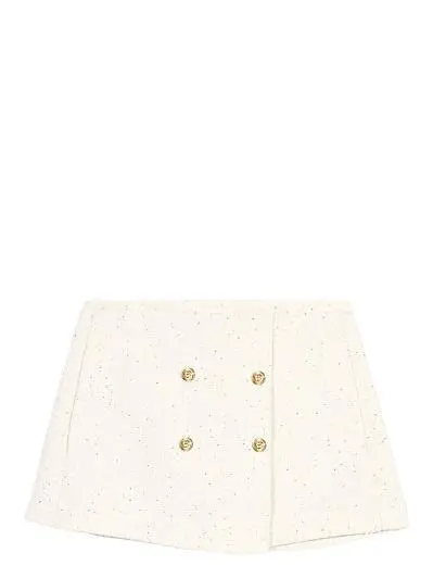 Maje Tweed Cotton-blend Skort - Ecru