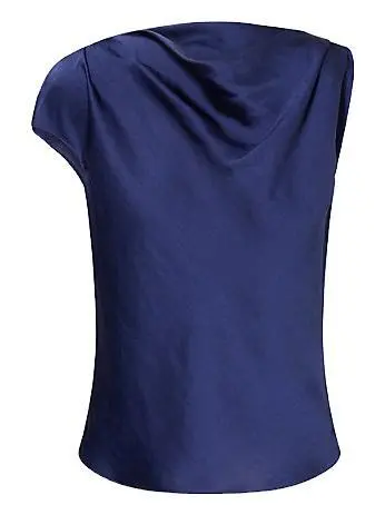 Theory Cowl Neck Sleeveless Woven Top - Sapphire Navy