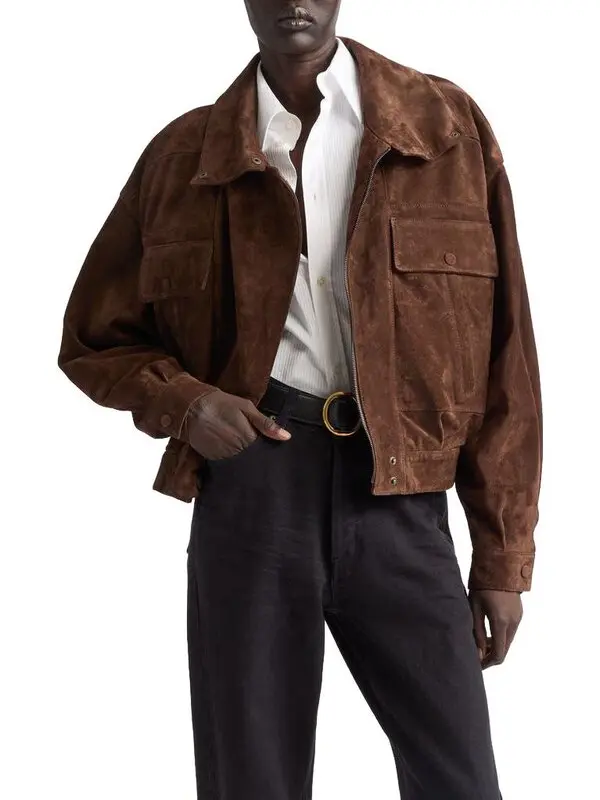 Saint Laurent Suede Bomber Jacket - Ebene
