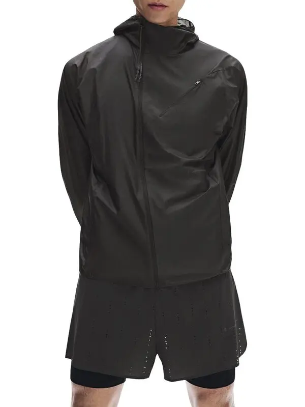 On Post Archive Faction X Zero Water Repellent Hooded Running Jacket - Molasses