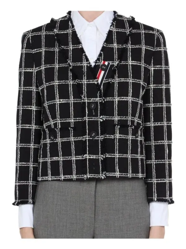 Thom Browne Checked Patterned Blazer - Black