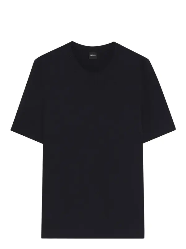 Hugo Boss Short-sleeved Sweater With Knitted Structure - Dark Blue