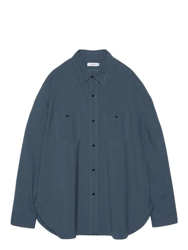 Nanamica Wool Blend Poplin Shirt - Blue
