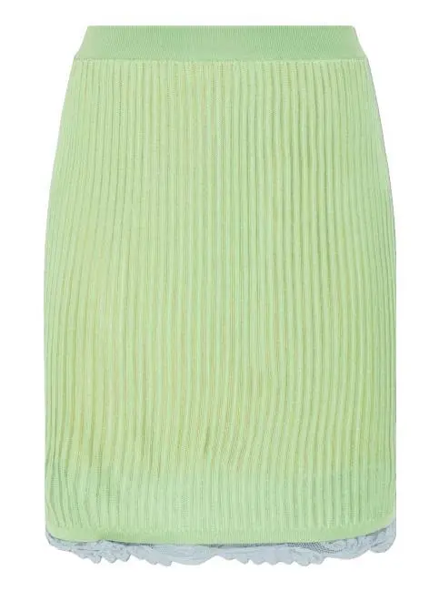 Versace Lace-trim Ribbed Knit Midi Skirt - Green